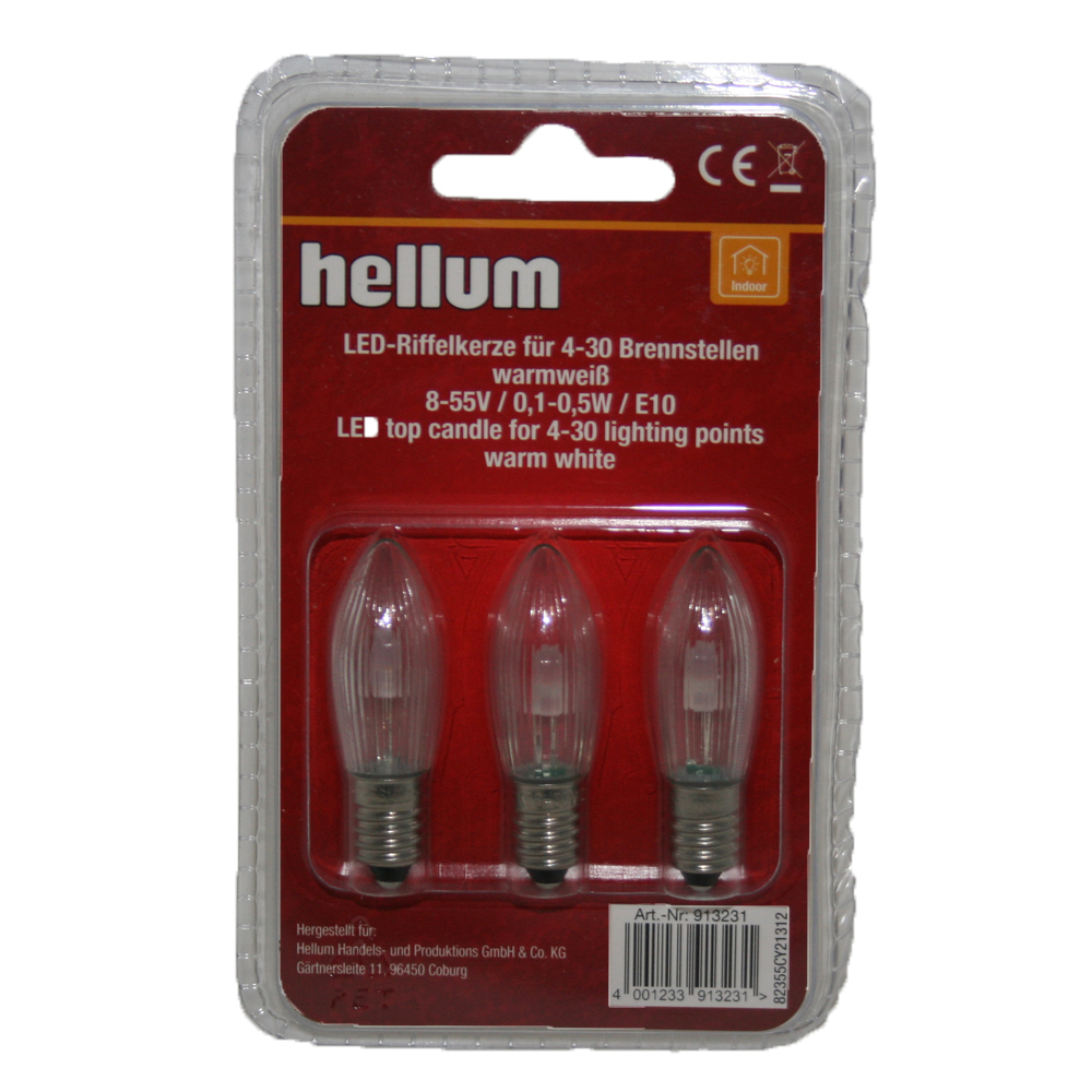 9x Spitzkerze Glühbirne Ersatzbirne Topkerze für Lichterkette / Schwibbögen / Lichterbogen - LED ...